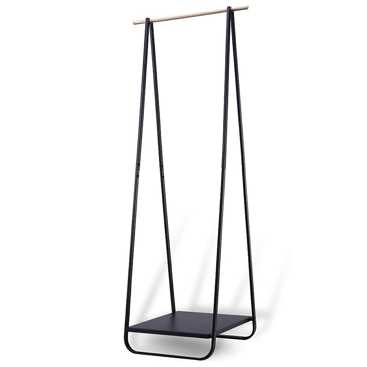 JEFEE Compact Clothes Rack Simple Garment Rack with Shelf 1-Tier Coat Clothing Organizer Storage for Hats Bags Shoe for Entryway Bedroom Dorm Pool, L21.3xW18.3X H55.1 inch, Black