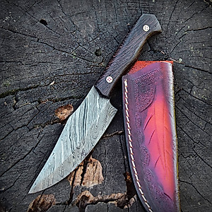 SHARD Hunting knife, Handmade Damascus Steel Hunting Knife, Hunting Knife with Sheath,Fixed Blade Knife with Sheath,BushCraft Full Tang Fixed Blade Hunting Knife, Camping Knife, Survival Knife