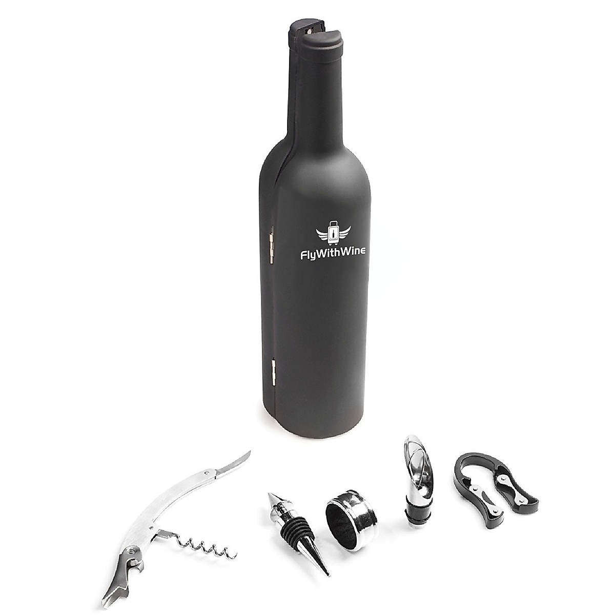 Bundle - 2 items: Gabriel-Glas - Set of 6 - Austrian Crystal Wine Glass -"StandArt" Edition, FlyWithWine 5-Piece Wine Bottle Opener Set