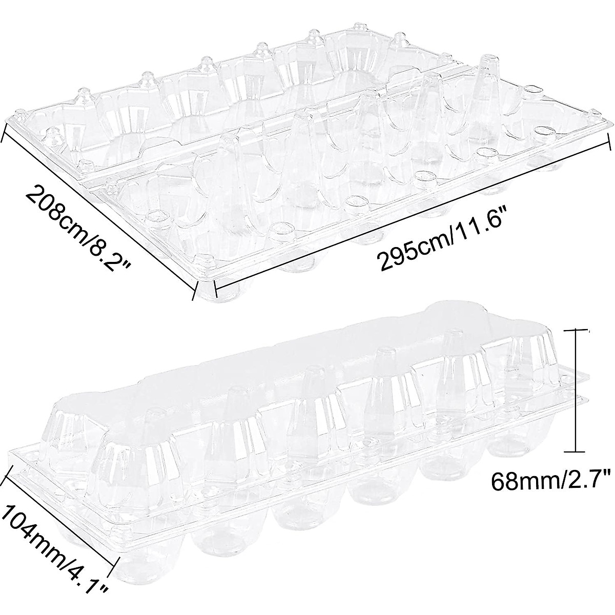 60 Pack Plastic Egg Cartons Cheap Bulk One Dozen Clear Empty Egg Cartons for Chicken Eggs, Reusable Egg Carton for Home Ranch Chicken Farm, Commercial Business Market Display, 2x6 Grids, Large