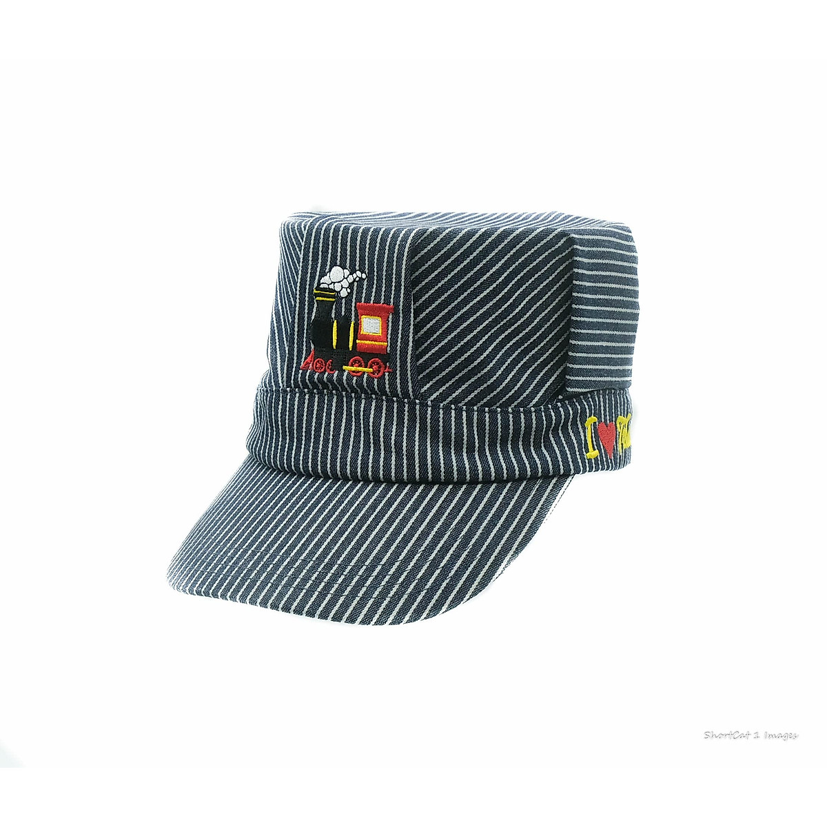 Adult Men's Choo Choo Train Engineer Railroad Hat with I Love Trains Navy/White