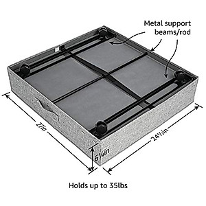 storageLAB Underbed Storage Containers, Storage Bin for Clothes, Blankets, Shoes and Pillows (1 Piece with Wheels)