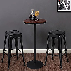Yaheetech 30'' Metal Bar Stools Set of 4 High Backless Barstool Stackable Bar/Counter Height Bar Stools Metal Bar Chairs, Black