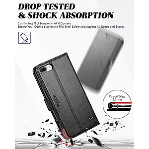 TUCCH iPhone 8 Plus Wallet Case, iPhone 7 Plus Case, Premium PU Leather Flip Case with Card Slot, Stand Holder, Magnetic Closure [Shockproof TPU Interior Case] Compatible with iPhone 7/8 Plus, Black