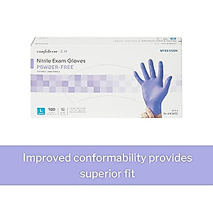 McKesson Confiderm 3.0 Nitrile Exam Gloves - Powder-Free, Latex-Free, Ambidextrous, Textured Fingertips, Non-Sterile - Dark Blue, Size Large, 100 Count, 1 Box