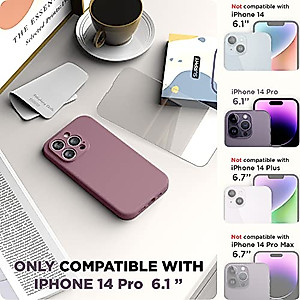 SURPHY Designed for iPhone 14 Pro Case with Screen Protector, (Camera Protection + Soft Microfiber Lining) Liquid Silicone Phone Case, Lilac Purple