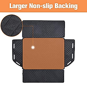 PETICON SUV Cargo Liner for Dogs, Waterproof Pet Cargo Cover Dog Seat Cover Mat for SUVs Sedans Vans with Bumper Flap Protector, Non-Slip, Large Size Universal Fit, Black