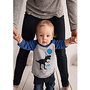 7 ate 9 Apparel Birthday Dinosaur Blue Raglan Tee 18 Months
