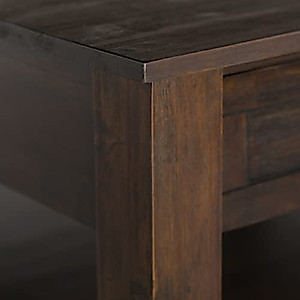 SIMPLIHOME Monroe SOLID ACACIA WOOD 38 inch Wide Square Rustic Coffee Table in Distressed Charcoal Brown, for the Living Room and Family Room