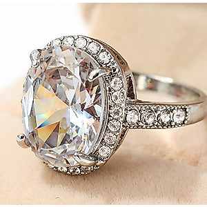 WDIYIEETN White Oval Cut Petite Halo Simulated Diamond Cubic Zirconia CZ Engagement Ring Stunning Solitaire Crystal Wedding Ring for Women (7)