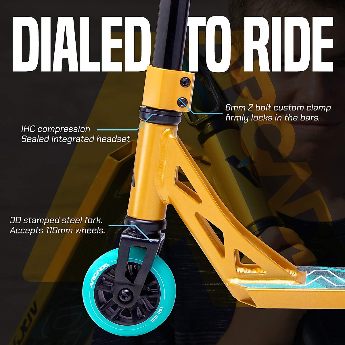 ARCADE Pro Scooters - Stunt Scooter for Kids 8 Years and Up - Perfect for Beginners Boys and Girls - Best Trick Scooter for BMX Freestyle Tricks