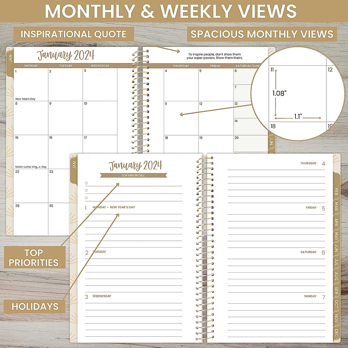 bloom daily planners 2024 Pocket Planner - 4” x 6” - (January 2024 - December 2024) - MINI Weekly/Monthly Agenda Organizer & Calendar Book - Cleerely Stated