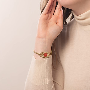 Lauren's Hope Gold Legacy Rope Medical Alert Bracelets for Women, Gold Chain Medical Bracelet for Diabetes, Heart Disease, Allergies, Custom Engraved, Medical ID (Gold, Bracelet Size = 7 inches)