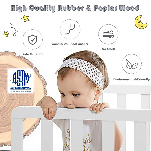 HONEY JOY Toddler Bed Frame, Solid Rubber Wood Frame w/Safety Guardrail, Fits Crib Full Size Mattress (Not Included), Children Classic Sleeping Bedroom Furniture for Kids Boys Girls (White)