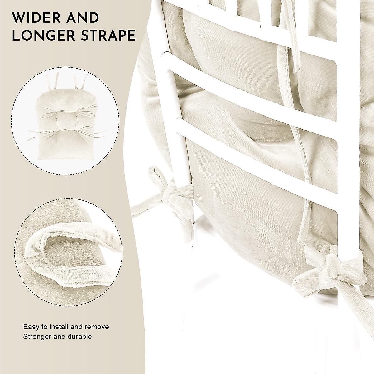 Lucky Monet 5Pcs Glider Rocker Replacement Cushions - Velvet Glider Cushions Replacement Set with Side Storage Pockets, Thick Glider Chair Cushions Washable & Non Slip, Cushion ONLY - Beige