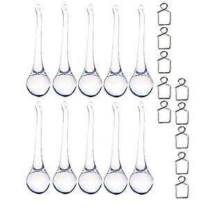 H&D 10pcs 5.9inch Large Crystal Raindrop Chandelier Prisms Hanging Drops Pendants DIY Parts (Clear)