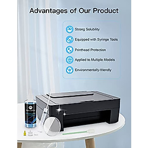 Mars Online Printhead Cleaning Kit Inkjet Printer Head Cleaner Compatible for HP/Epson/Brother/Canon 8600 8610 8035 8710 6700 6900 / Epson 1430 2720 et-2720 et-2750, 100ML, Kit 3