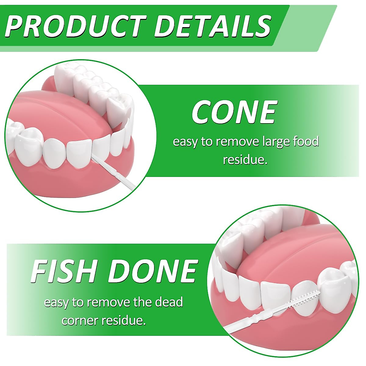 JiaUfmi 1100Pcs Dental Picks Plastic Toothpick Oral Hygiene 2 Way Interdental Brush Stick