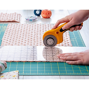 OLFA 60mm Ergonomic Rotary Cutter (RTY-3/DX) - Rotary Fabric Cutter w/ Blade Cover & Squeeze Trigger for Quilting, Sewing, Crafts, Replacement Blade: OLFA RB60-1