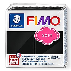 Staedtler FIMO Soft Polymer Clay - -Oven Bake Clay for Jewelry, Sculpting, Crafting, Black 8020-9