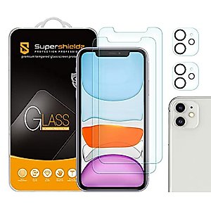 (2 Pack) Supershieldz Designed for iPhone 11 (6.1 inch) + Camera Lens Tempered Glass Screen Protector, Anti Scratch, Bubble Free
