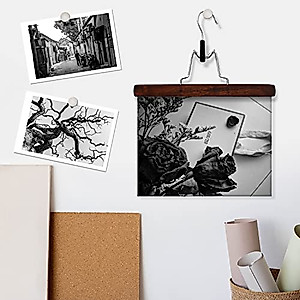 AMKUFO 12 Pack Wooden Pants Hangers with Clips Non Slip Skirt Hangers Walnut Trouser Clamp Hanger Solid Wood Hanger with 360° Swivel Hook