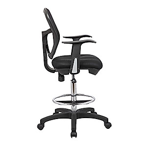 OFFICE FACTOR Drafting Chair with Foot Ring, Mesh Back Drafting Clerk Stool, Adjustable Height, Removable Arms Swivel Chair for Office Home