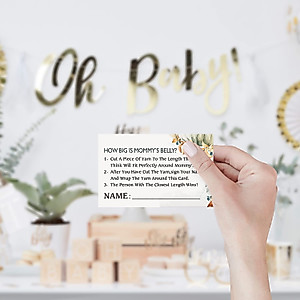 Measure Mommy's Belly Sign, Baby Shower Sign, Measure the Baby Bump How Big is Moms Belly -1 Sign and 50 Guessing Cards(4B)