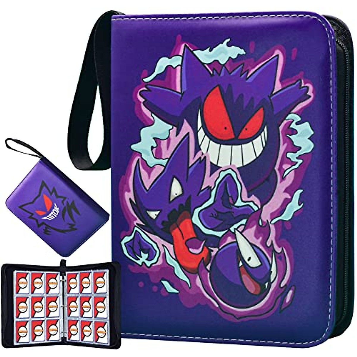 Card Binder for Cards, 9-Pocket Portable Card Collector Album Holder Book Fits 720 Cards with 40 Removable Sleeves, Trading Card Binder Display Storage Carrying Case for TCG - Purple
