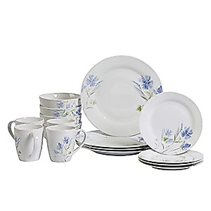 Tabletops Gallery Wildflower - 16 Piece Round Rim Dinnerware Set, Service of 4