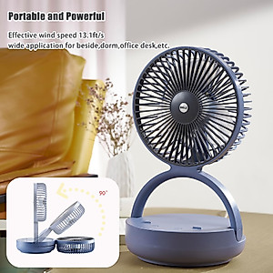 Portable Fan for Travel I 7 Inch Small Foldable Desk Fan Rechargeable Air Circulator I 180° Oscillating Battery Powered Powerful Personal Fan For Beside Office Desktop RV Dorm Cooling