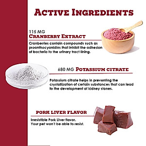 K-Plus Potassium Citrate Plus Cranberry Supplement for Dogs - UTI Remedy Chewable Tablets - Supports Bladder Health - for Every Dog Breed, 200 Chewable Tablets