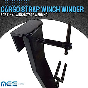 Mega Cargo Control Cargo Tie-Down Winch Strap Winder | for Roll-up Flatbed Trailer Winch Straps up to 2" 3" 4" Wide, Used in Trailers, Trucks, Warehouses Vans Docks (1-Pack)