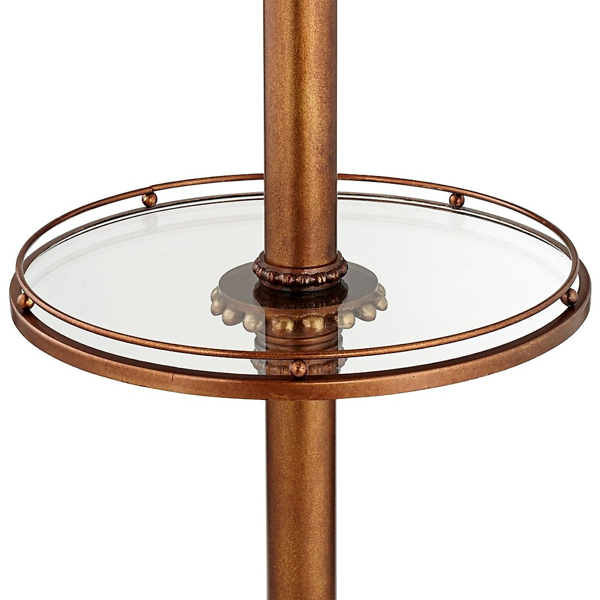 kathy ireland Hyde Park Rustic Vintage Floor Lamp with Nightlight Glass Tray 65" Tall Bronze Gold Metal Pearl White Frosted Glass Fabric Bell Shade for Living Room Reading House Bedroom Home