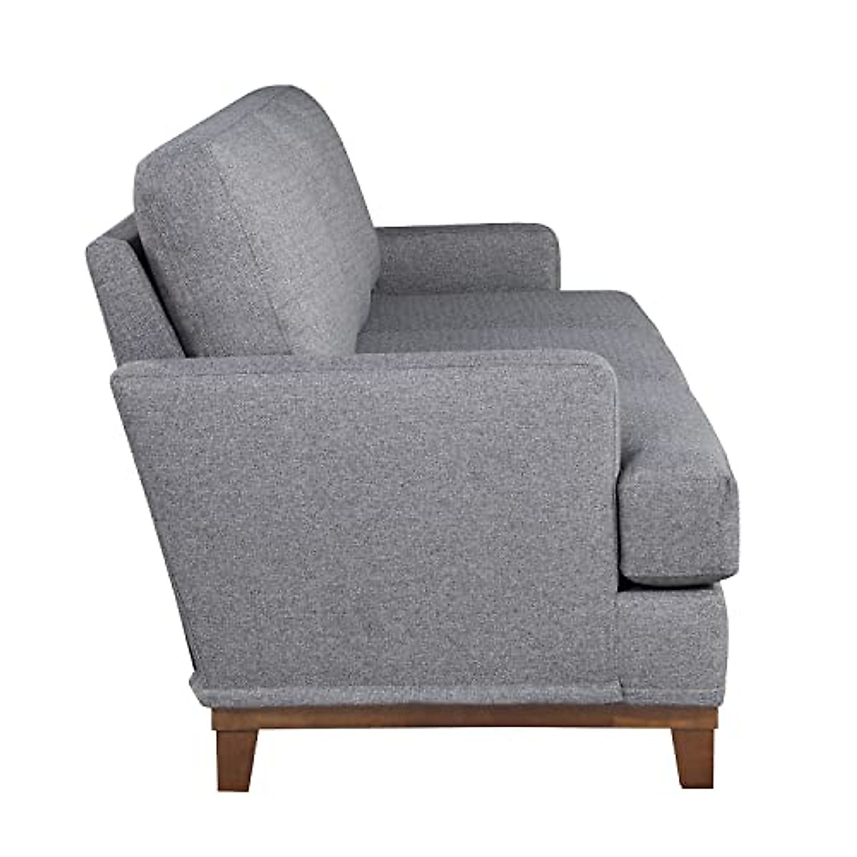 Bridgevine Home Modern 80 Inch Sofa Couch with Dark Walnut Accent Wood Base, for Living Room Easy Clean Couch, Deep Seating Reversable Memory Foam Cushions, Marcus Alabaster Grey, Avalon Grey