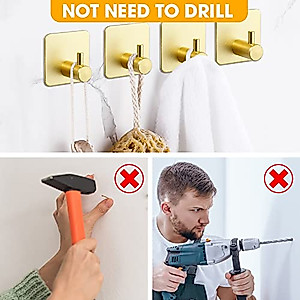 Welan 4 Pack Towel Hook, BathroomTowel Hook, Hand Towel Hook, No Screw Towel Hook, Waterproof, Removable