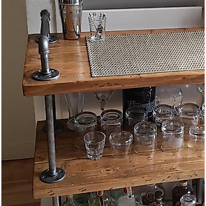 WGX Design For You Wood and Metal Wine Rack with Wheels Kicthen Bar Dining Room Tea Wine Holder Serving Cart Furniture