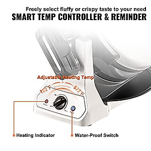 VEVOR 2-Layer Waffle Maker, 1400W Round Waffle Iron, Non-Stick Waffle Baker Machine with Browning Control, 180° Rotable Belgian Waffle Maker, Teflon-Coated Baking Pans, Stainless Steel Body, 120V