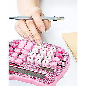 Women Calculators,BREIS Creative Cute Solar Energy Calculator, 12 Digit Large LCD Display, Handheld for Daily and Basic Office, Pink (Pink+Pink)