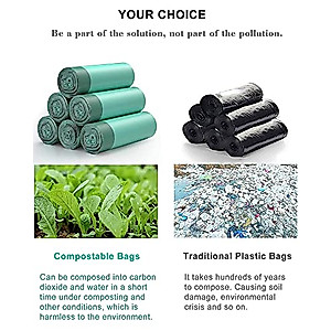 1.2 Gallon Trash Can Liners,125 Counts Drawstring Mini Trash Bags, Strong Small Compostable Trash Bags Small Bathroom Trash Bags for Home Kitchen Office Fit 4.5-5 Liter Trash Can,1-1.5 Gallon (Green)