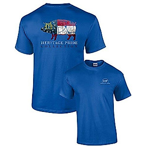 Heritage Pride Georgia Pig Patriotic Adult Short Sleeve T-Shirt-Royal-Large