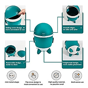 ENNTJOOY Large Capacity Rocket Shape Plastic Trash Can with Lid Trash Can with Removable Clamshell designTrash Can for Bathroom Kitchen and Office (Green)