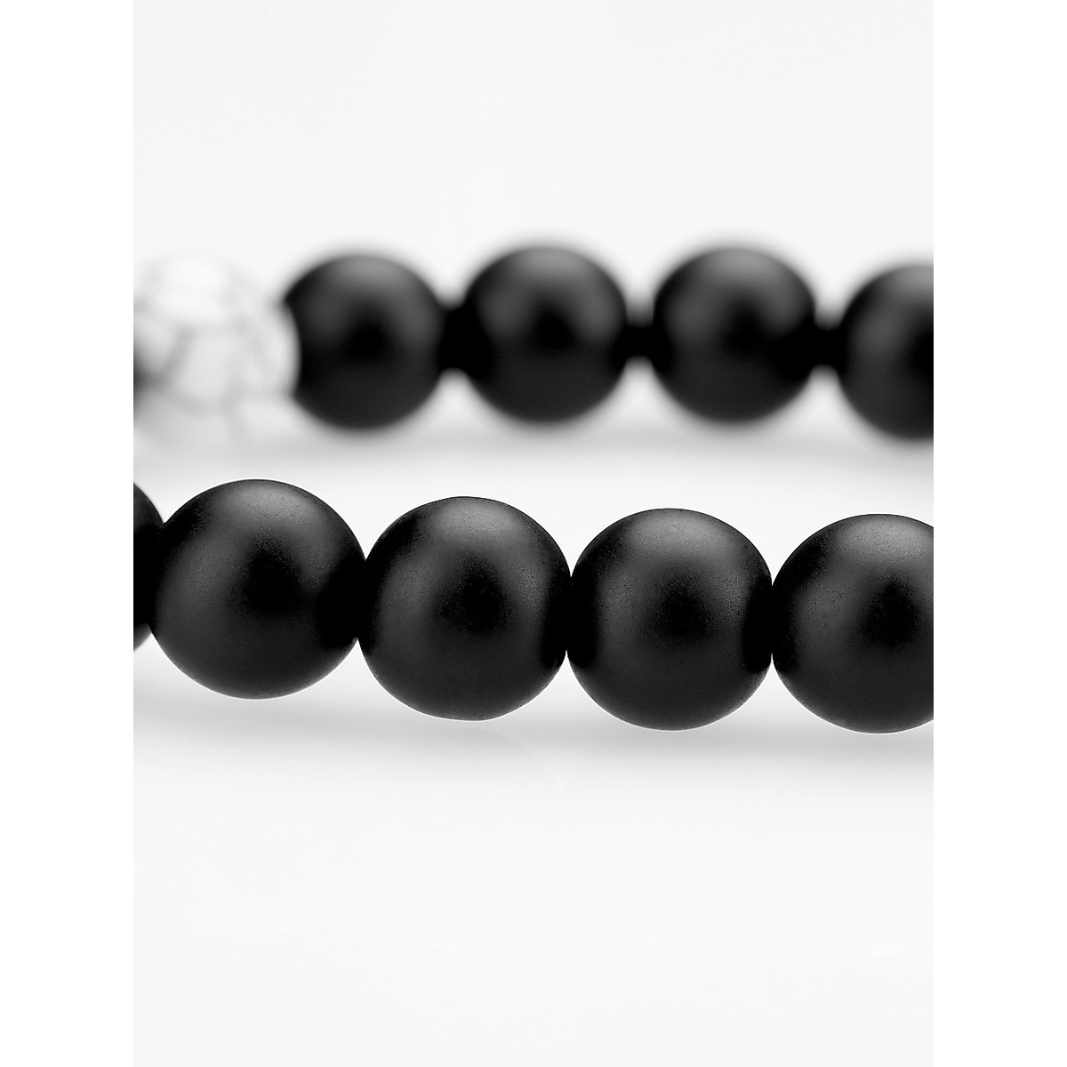 BBTO Howlite Bracelet for Couples Black Matte Agate Bracelet Distance Bracelet Energy Beads Bracelet