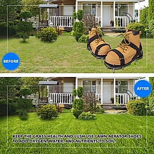 MOFEEZ Lawn Aerator Shoes for Grass - Pre-Assembled Grass Aerator Shoes for Lawn - Soil Yard Aerator Tool for Aerating Patio Garden, Black