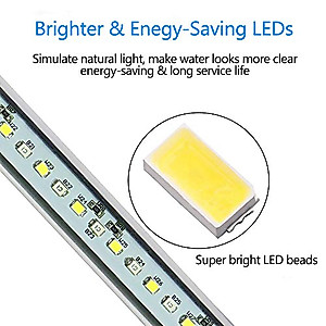 MingDak Submersible LED Aquarium Light,Fish Tank Light with Timer Auto On/Off, White & Blue LED Light bar Stick for Fish Tank, 3 Light Modes Dimmable,8W,15 Inch