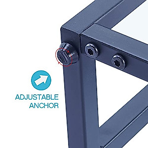 Black Metal Glass Coffee Table - Simple Center Coffee Table for Living Room Home, Metal Frame Coffee Table with 2 Shelves,Modern Table for Bedroom, Dinning Room,Office Decor