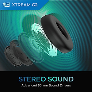 Adesso Xtream G2 - Gaming Headphones with Noise Cancelling Microphone and LED Lighting for PC, PS4, Xbox, Nintendo Switch, and Laptops, Blue, 9.00in. x 4.00in. x 9.00in.