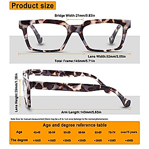 VOGPOPER 6 Pack Fashion Reading Glasses For Women Blue Light Blocking Computer Square Readers with Spring Hinge Men (A1 Mixed, 1, diopters)