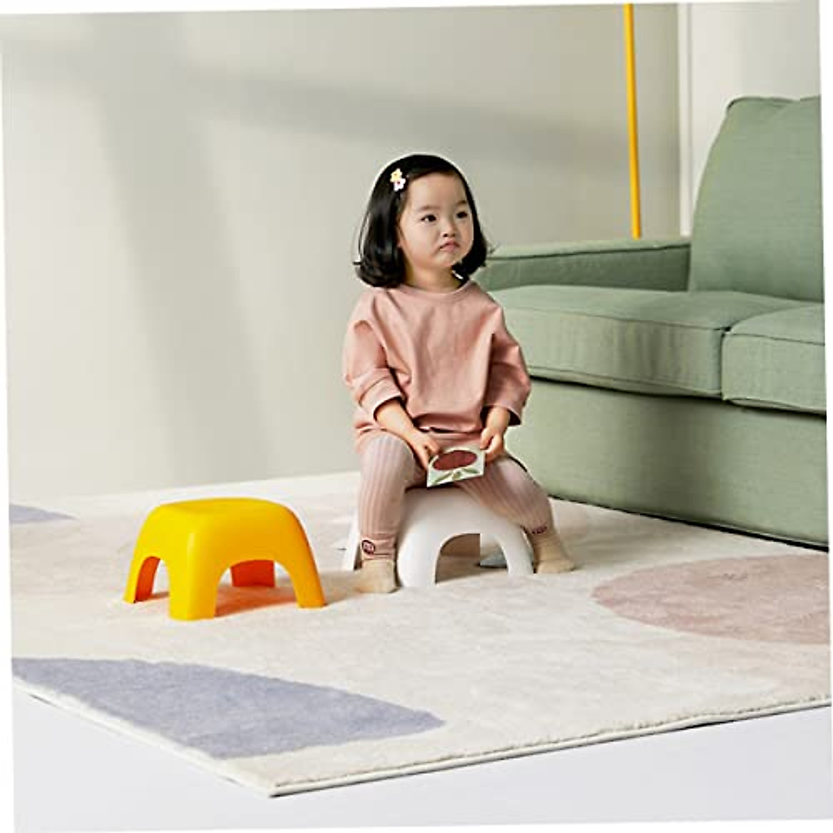 Collapsible Foot Stool Plastic Stool Step Stool Foldable Step Stool for Kids Step Stool Stool Small Stool Shoe Changing Stool Cartoon White Adult Step Stool