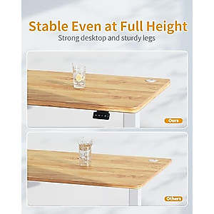 CubiCubi Electric Standing Desk, 55 x 24 Inches Height Adjustable Sit Stand Desk, Ergonomic Home Office Computer Workstation, Light Rustic Brown